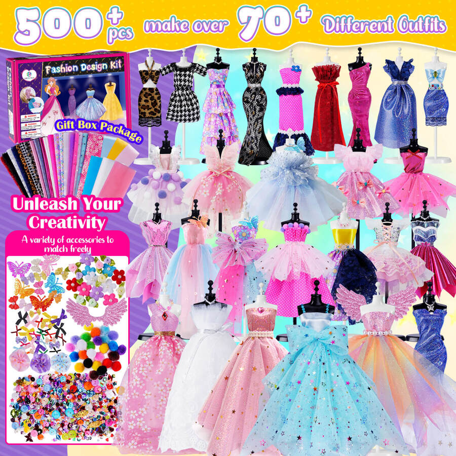 500+Pcs - Fashion Design Kit for Girls with 4 Mannequins - Creativity ...