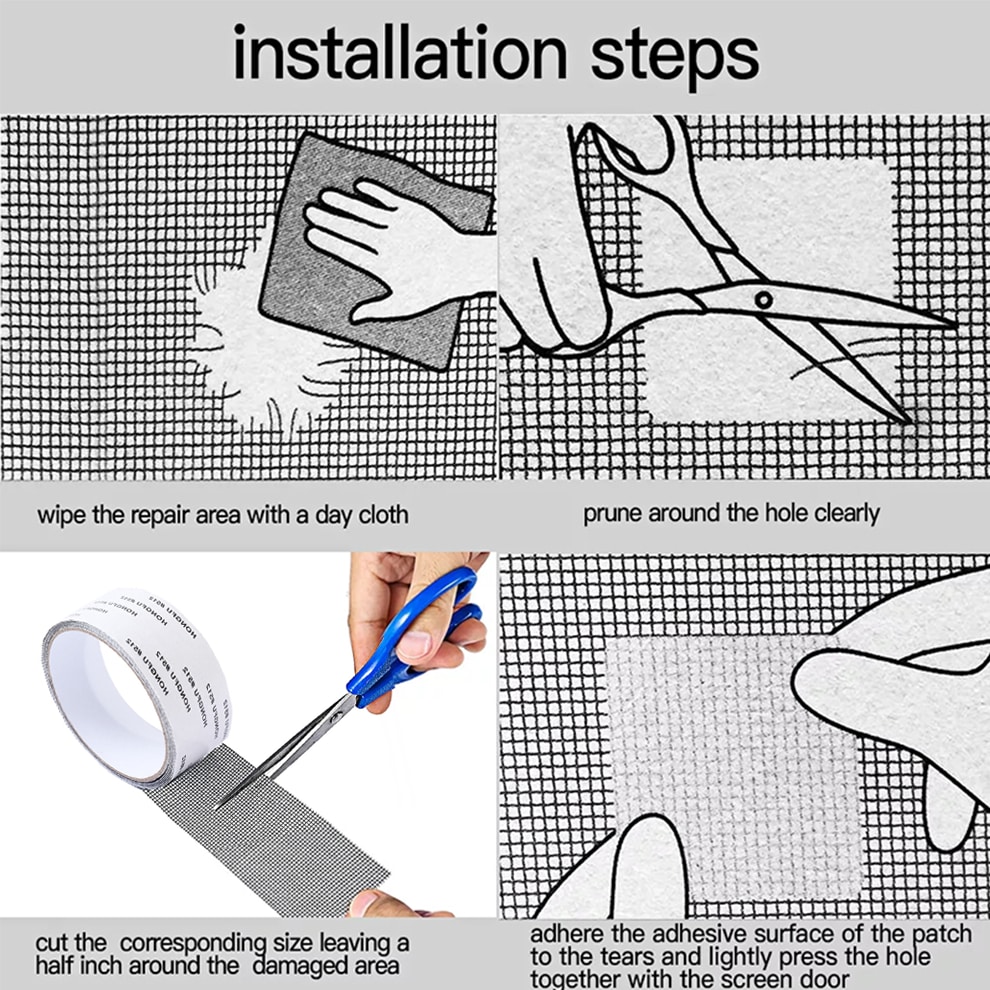 1roll 2M Synthetic Fiber Screen Window Patch, Modern Grey Self-adhesive ...