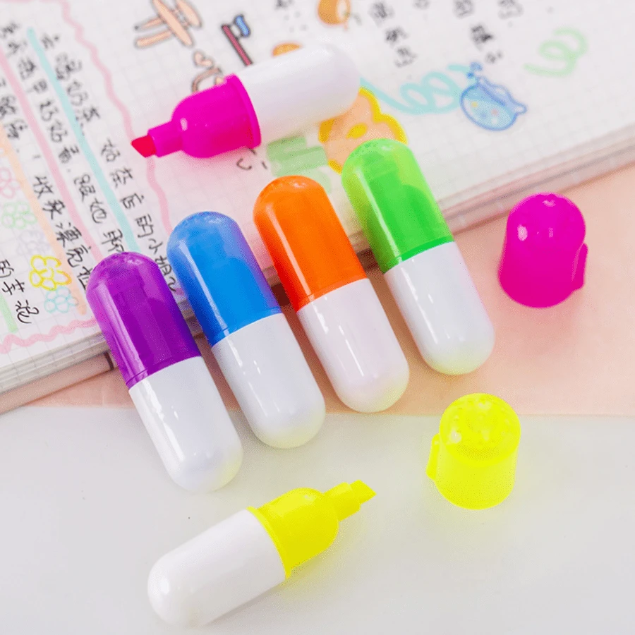 6pcs Random Color Capsule Shaped Marker Pens | SHEIN USA