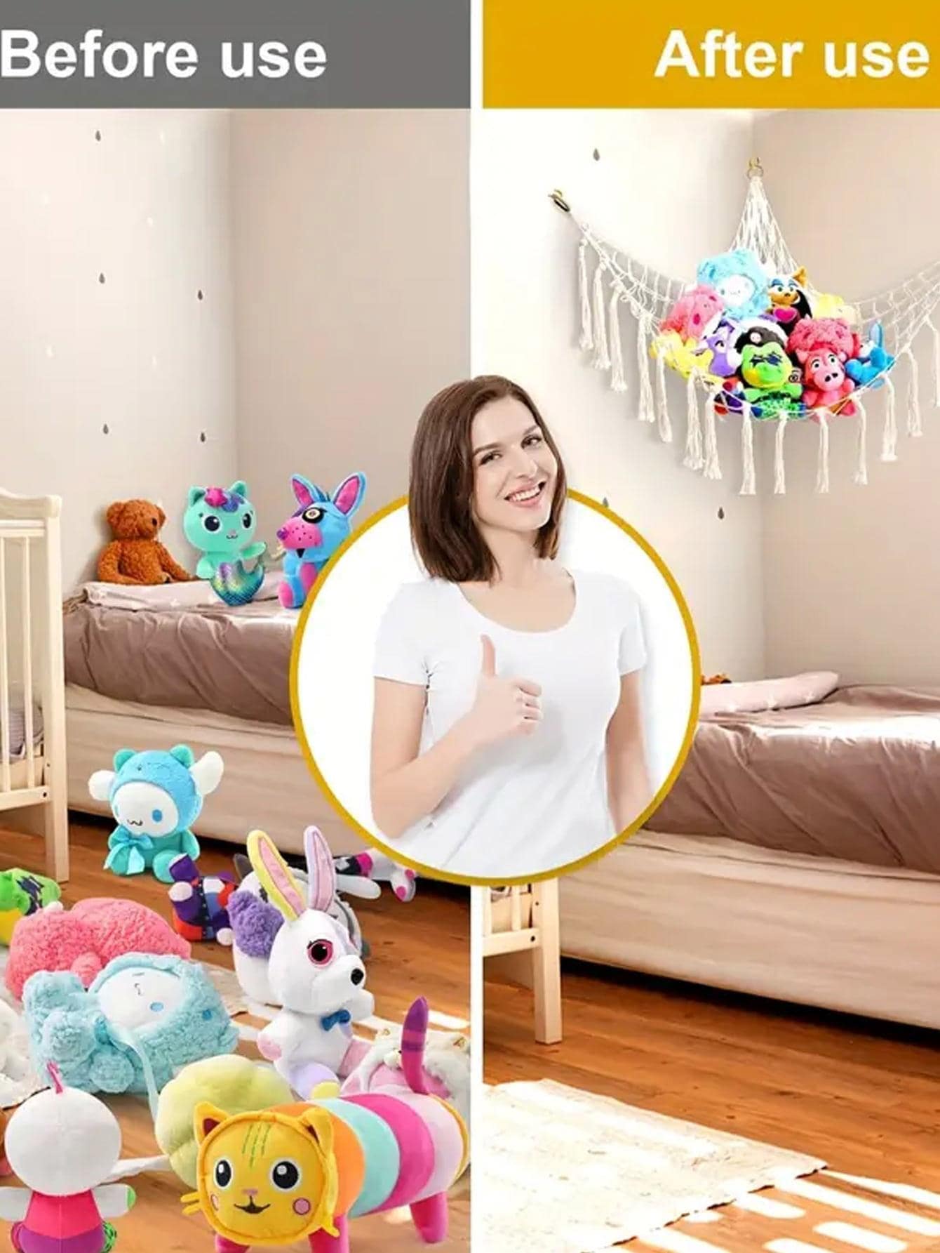 Triangle Stuffed Animal Net - Hammock Plush Toy Storage for Kids Room ...