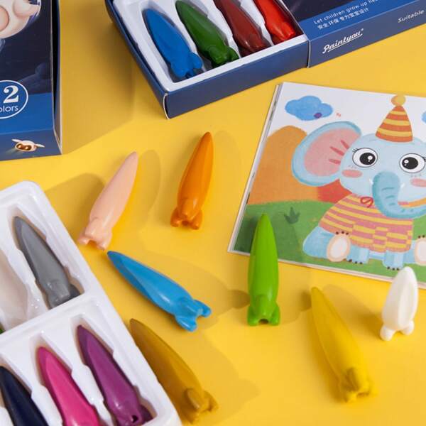 Non-dirty Hands Plastic Crayons Washable Crayons 12 Colors | SHEIN USA