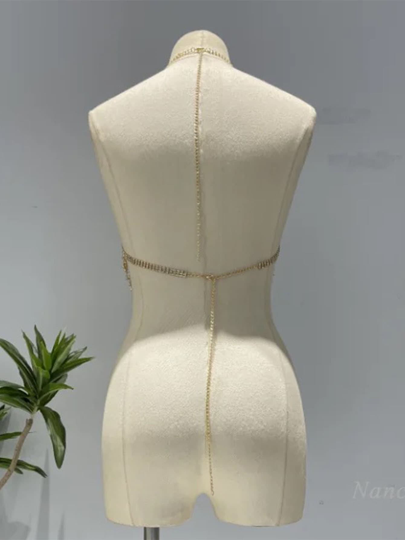 Cuier White Rhinestone Sexy Tassel Bikini Body Chain Jewelry Camisole ...