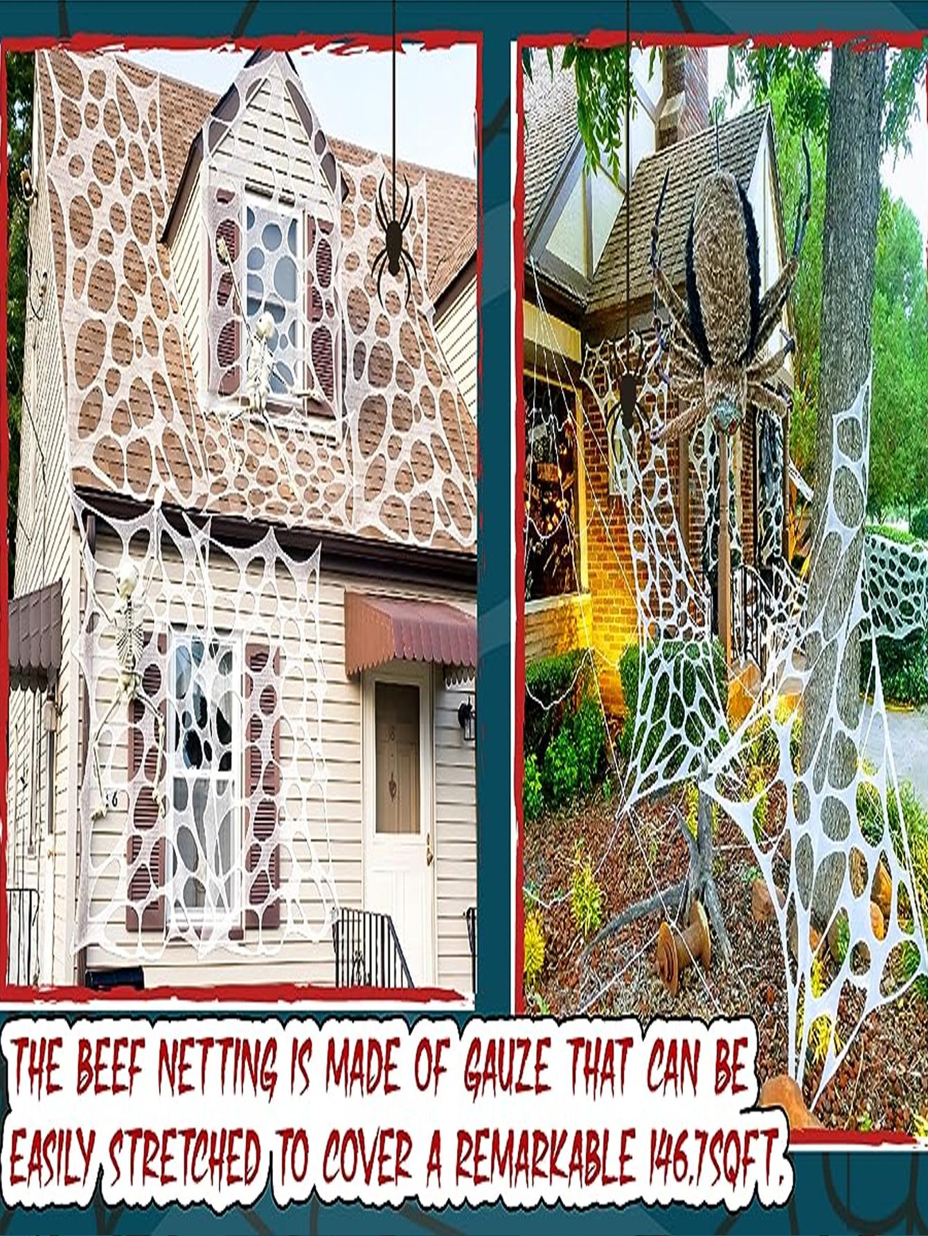 1pc Diy Giant Spider Web Halloween Decoration, Elastic Cobweb Mesh ...