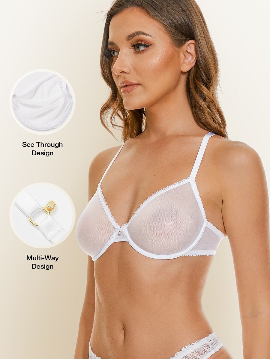 Wingslove See Through Unlined Sheer Transparent Mesh Breathable Bra | SHEIN UK