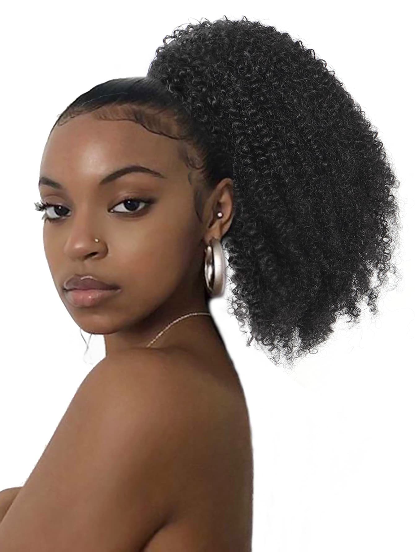 Afro Puff Drawstring Ponytail Bun For Women Natural Look Black Kinky ...