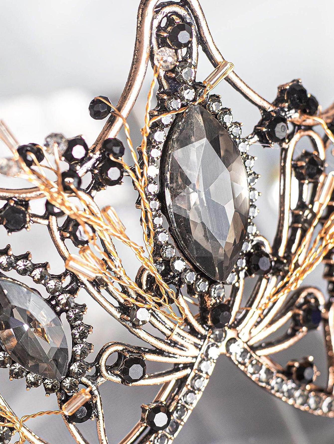 Baroque Black Queen Crowns for Women, Rhinestone Wedding Crowns and ...