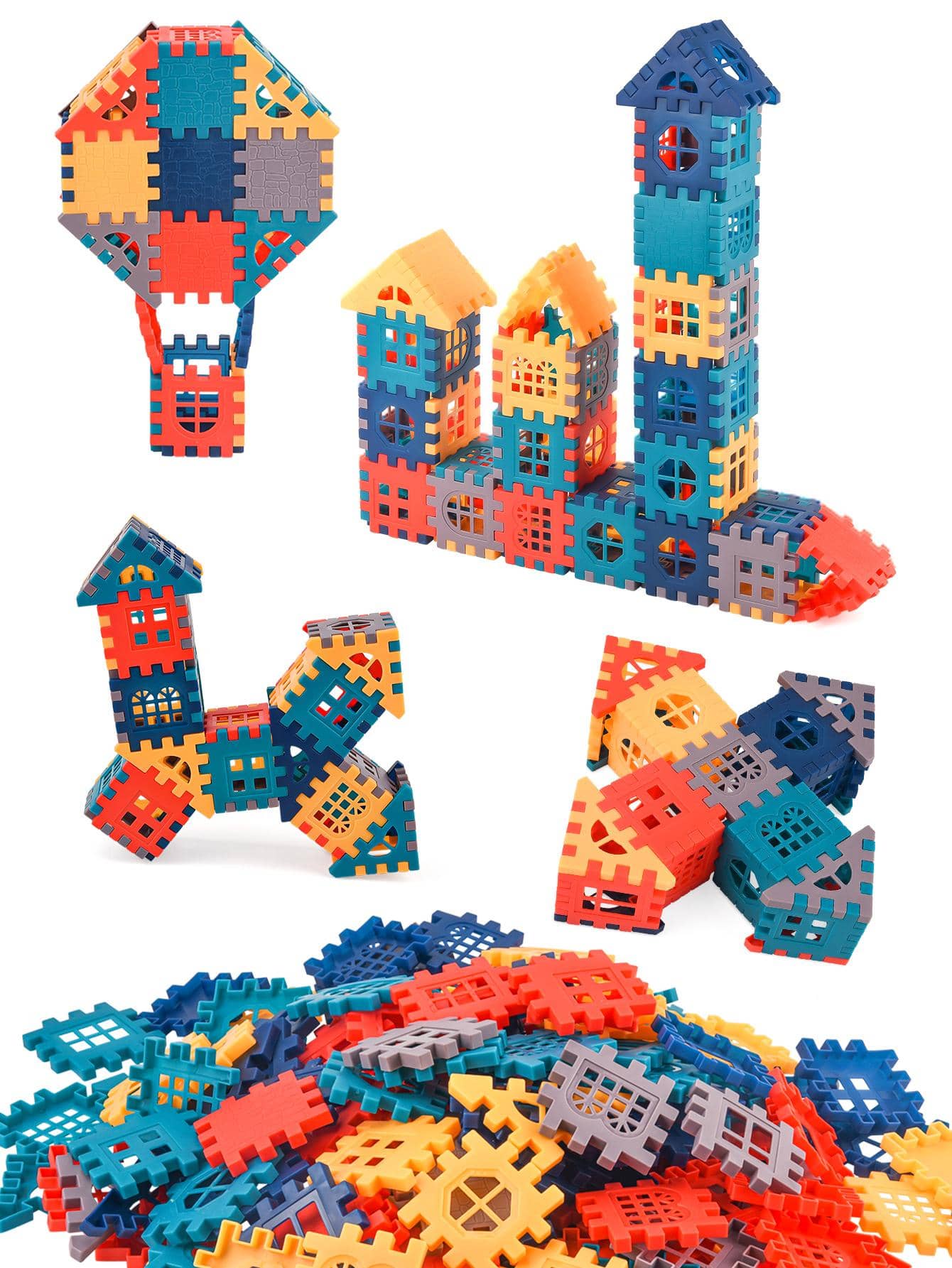 56pcs Multicolor House Building Blocks In Moredandi Color Scheme ...