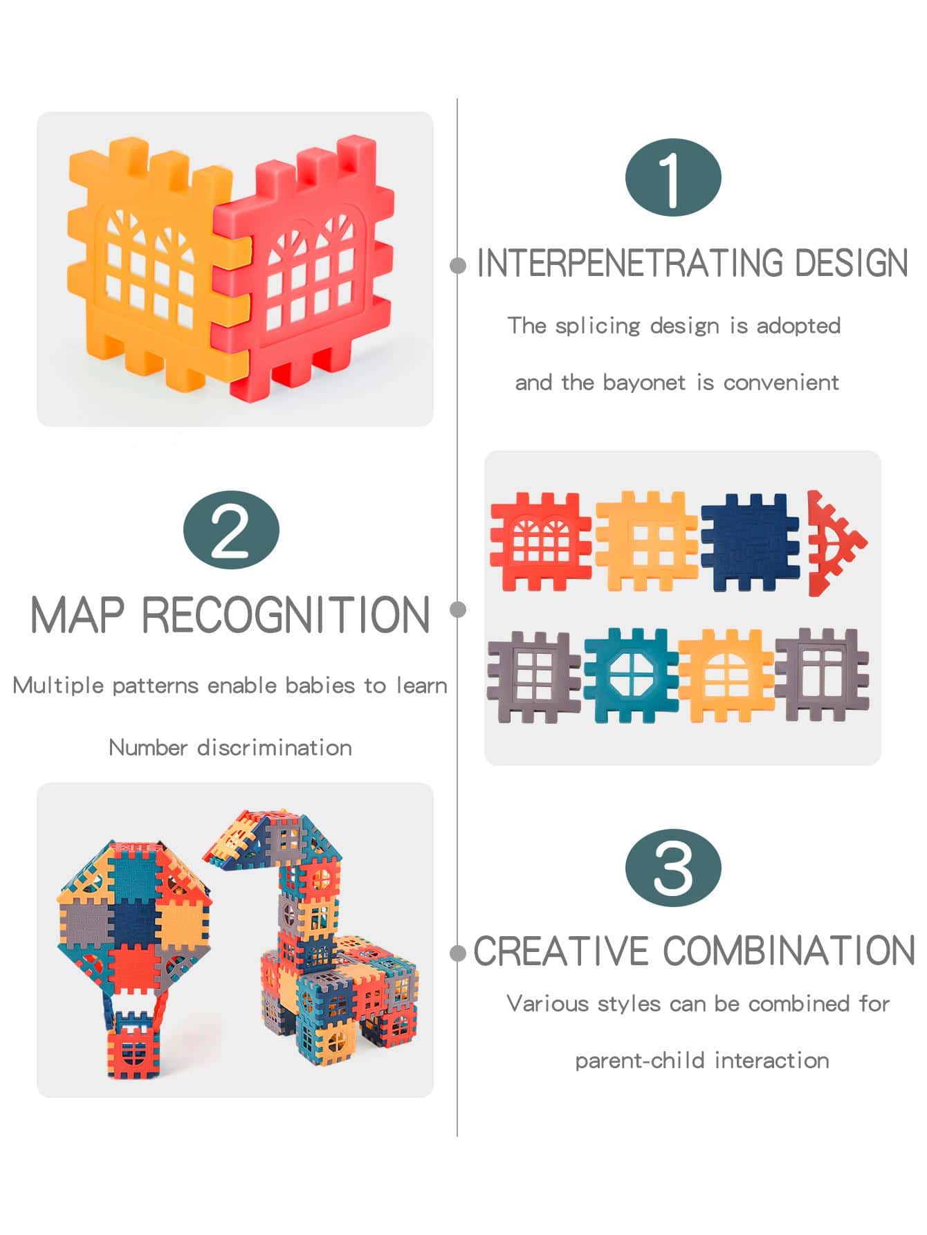 56pcs Multicolor House Building Blocks In Moredandi Color Scheme ...