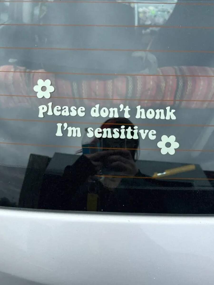 1pc Interesting Car Text Sticker 'please Do Not Honk' Waterproof Coated ...