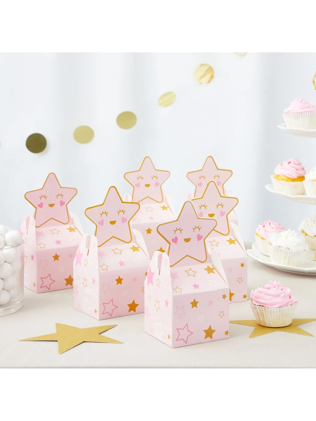 Blue Panda 24 Pack Pink Star Themed Party Favor Gable Treat Boxes for ...