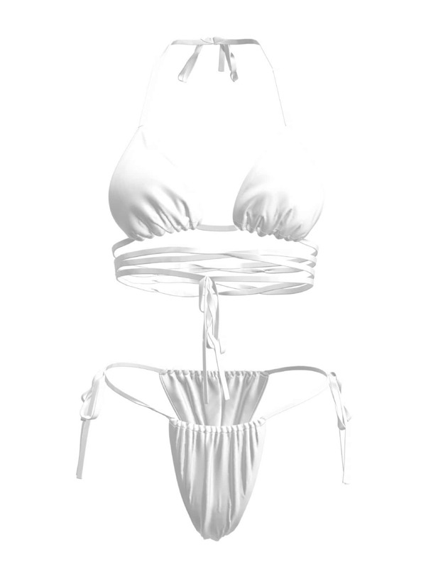 New Arrival Solid Color Simple Bandage Design Sexy Bikini Set For Women Two Pieces Shein Usa