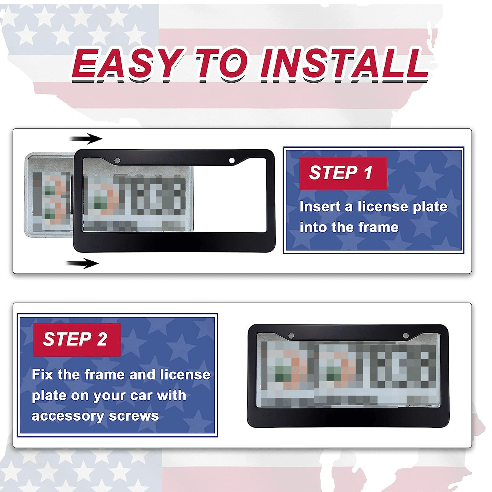 Matte Black License Plate Frames - License Plate Covers, 2 Packs ...