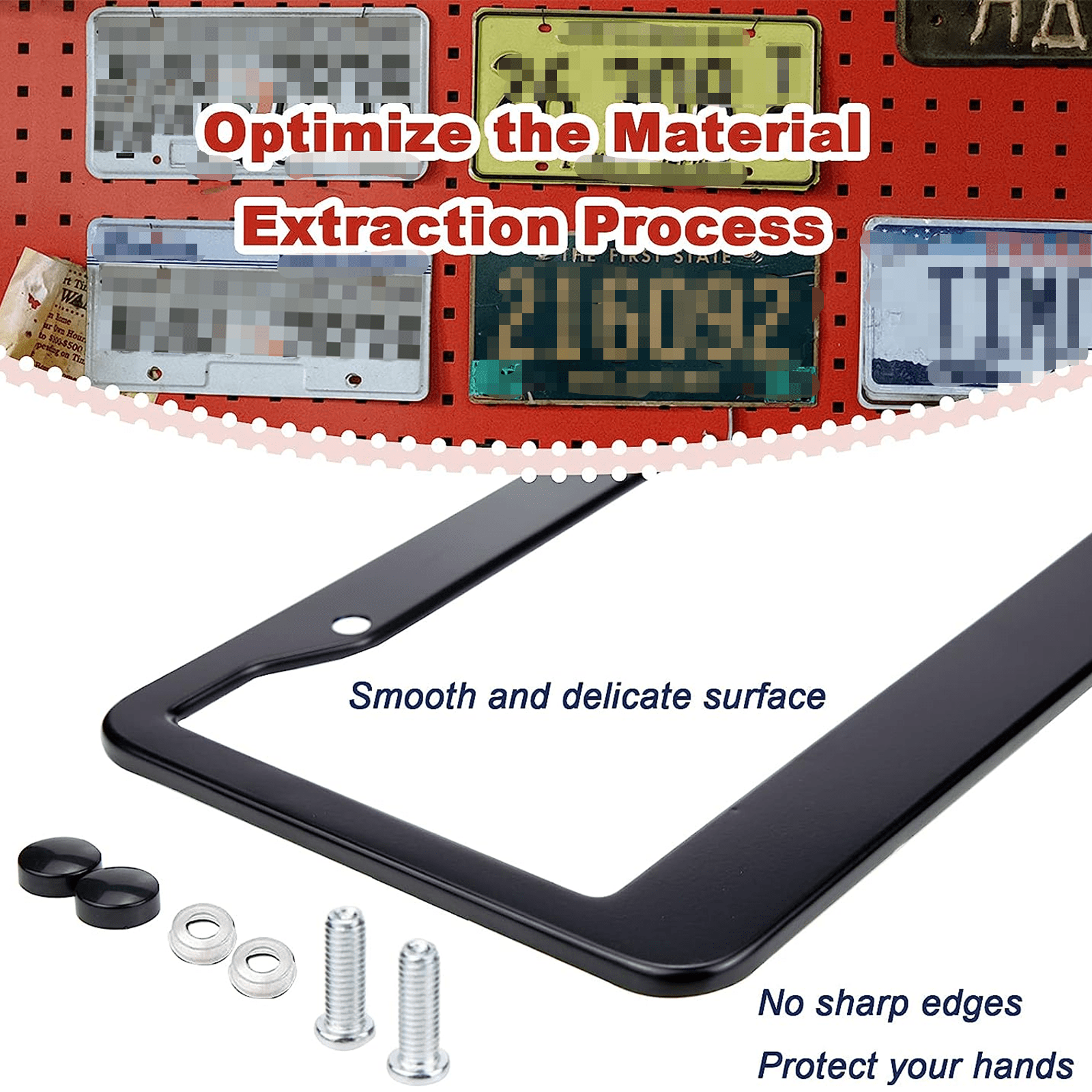 Matte Black License Plate Frames - License Plate Covers, 2 Packs ...