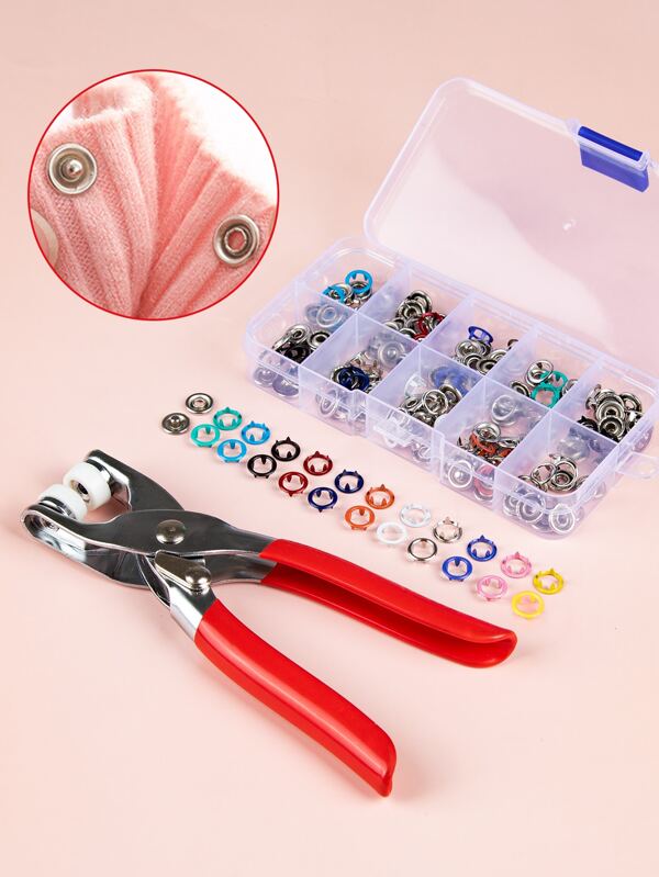 50pcs Snap Fasteners Kit Tool, Metal Snap Buttons Rings With Fastener ...