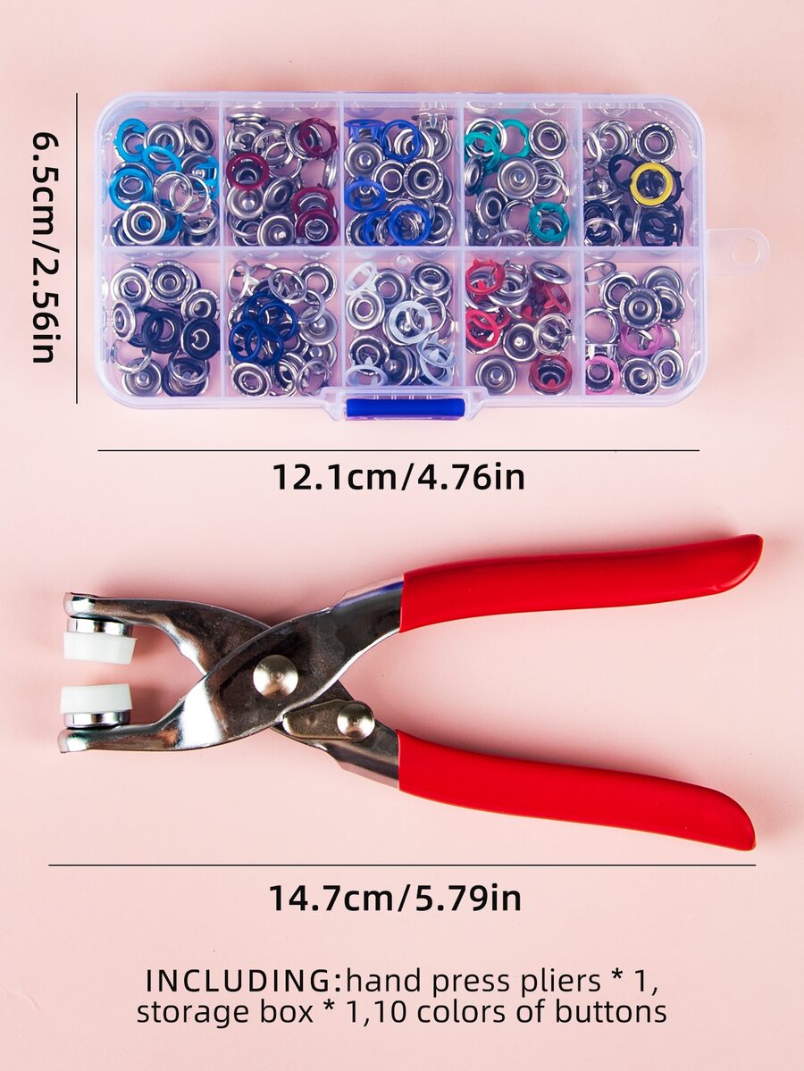 50pcs Snap Fasteners Kit Tool, Metal Snap Buttons Rings With Fastener ...