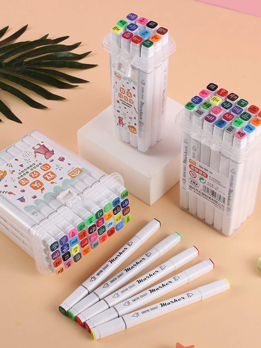 1 Set 48 Colors Dual Tip Fine Point Brush Pen In Clamshell Box ...