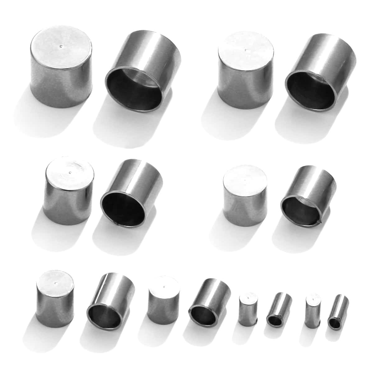 10pcs Stainless Steel cylinder Leather Cord Clasp Gold Crimp Tip End ...