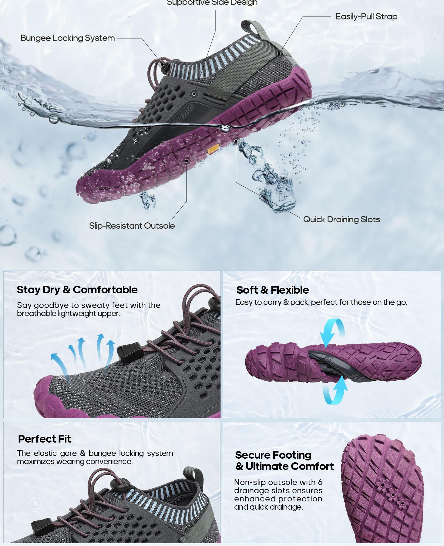 Women'S Quick Dry Water Shoes Barefoot Sports Aqua Beach Pool Swim ...