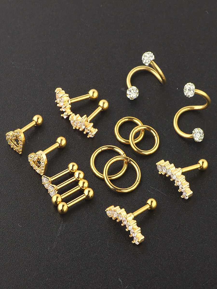 Clear Piercing Retainer D.Bella Clear Cartilage Earring-16pcs 16G Clear ...