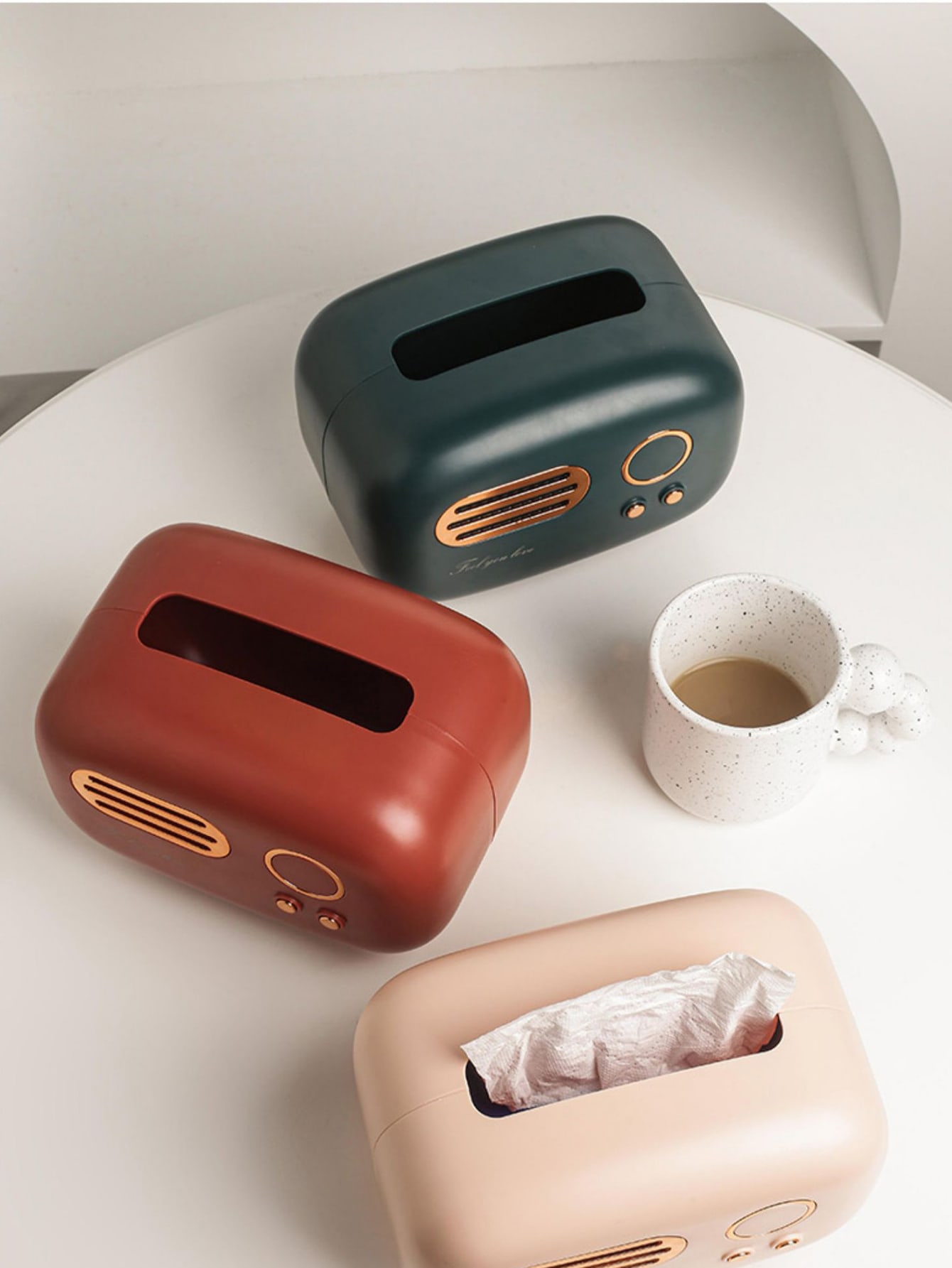 1pc Vintage Plastic Tissue Box, Light Luxury Green Tissue Storage Box ...