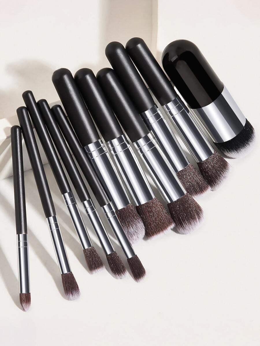 11pcs Multipurpose Synthetic Fiber Makeup Brush Set Including Black ...