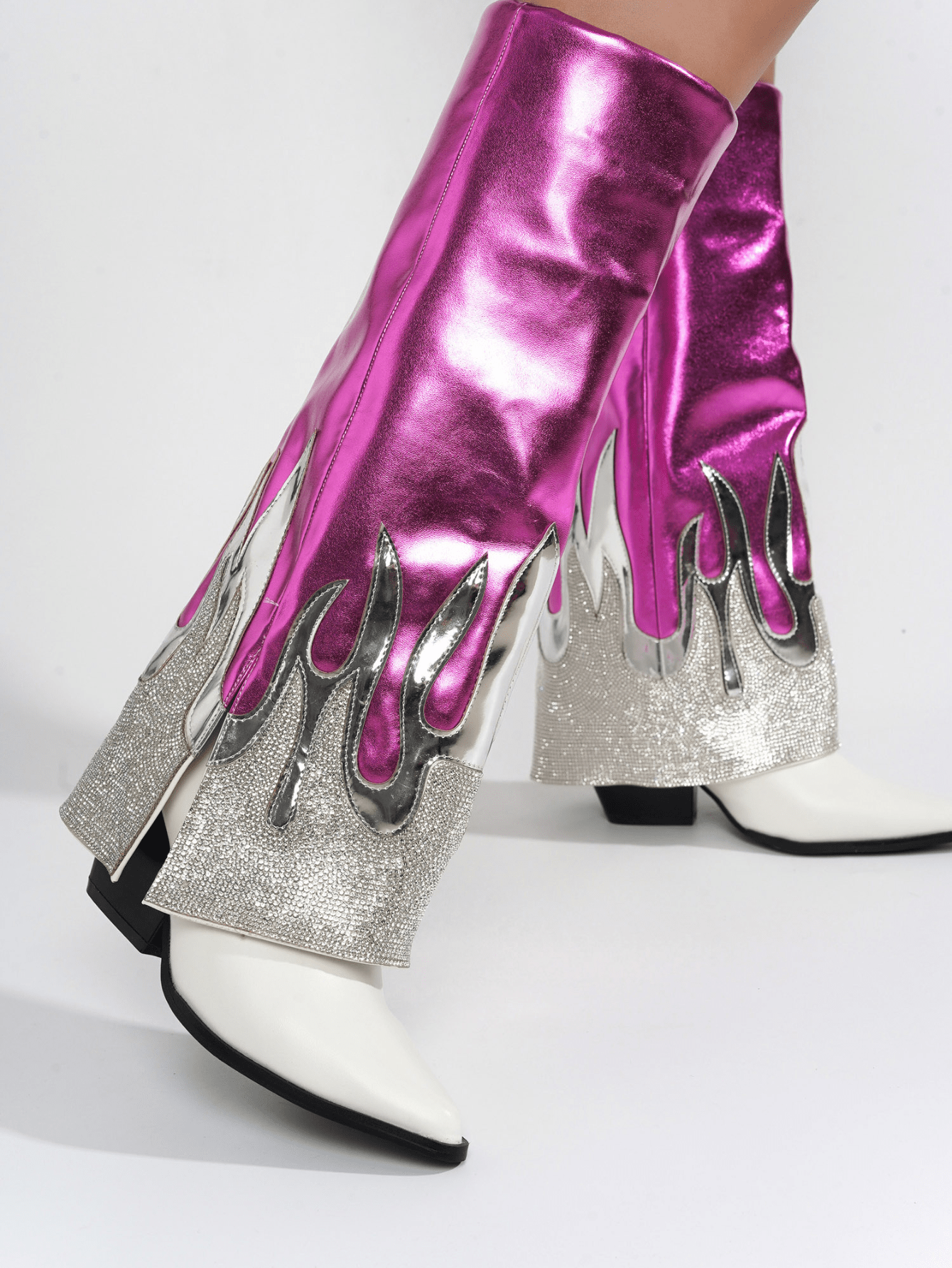 Cape Robbin Emersyn Flaming Rhinestone Foldover Boots | SHEIN USA