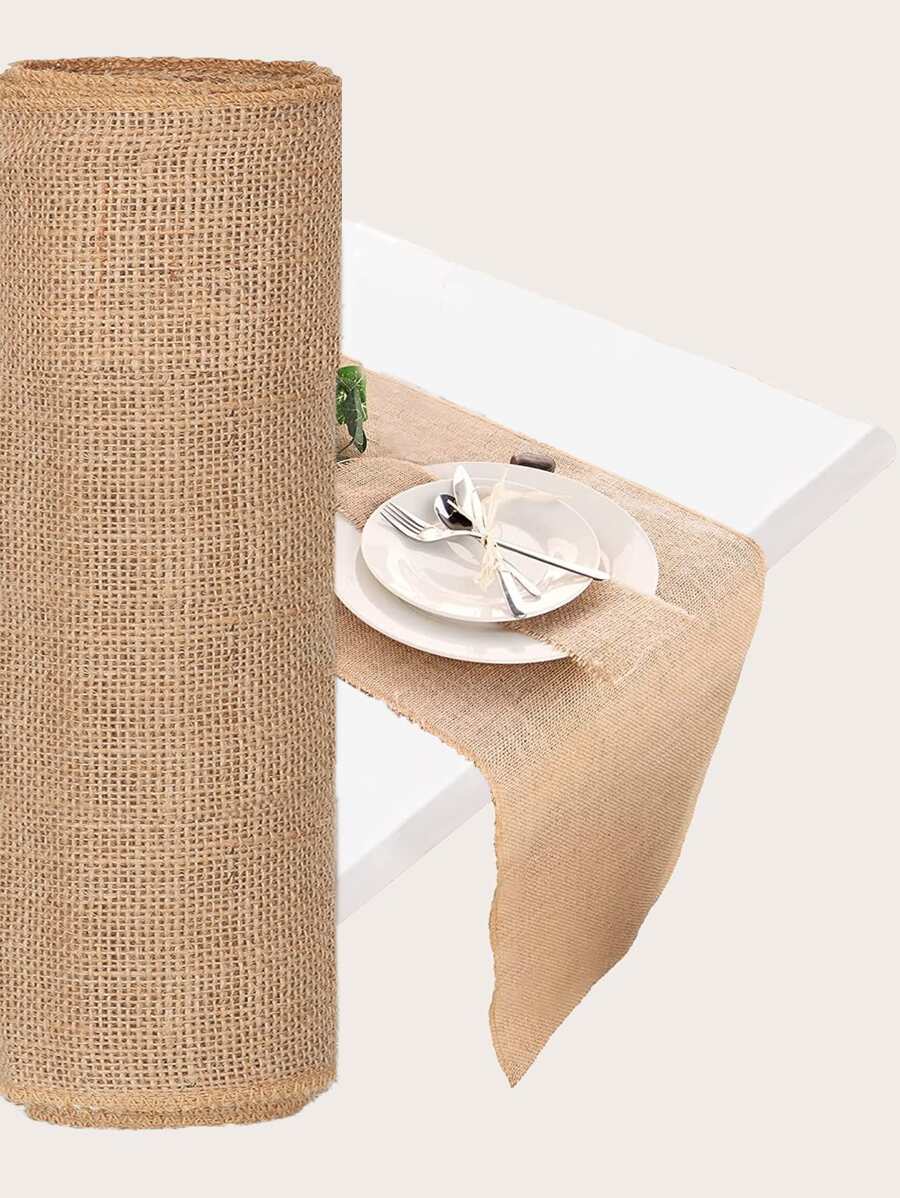 1pc Linen Table Runner, Cottagecore Ginger Burlap Table Liner, For ...