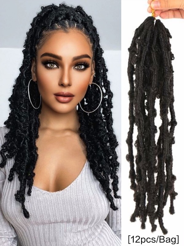 Black Brown Red Butterfly Locks Crochet Synthetic Hair Distressed Meche ...