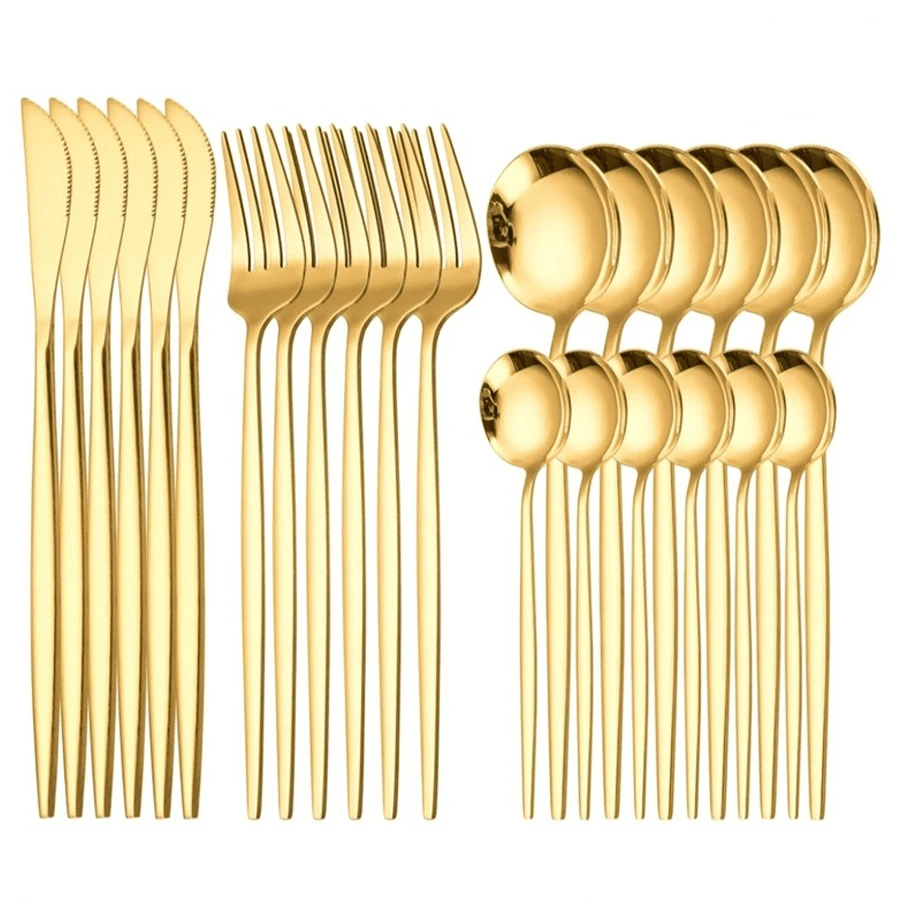 24pcs/set Stainless Steel Cutlery Set | SHEIN USA