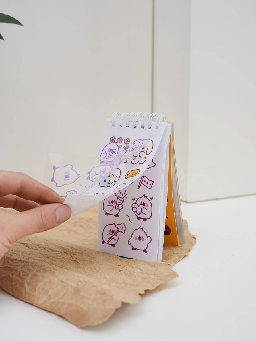 1pc Cute Diy Coil Sticker Book, Cartoon Sticker Collage Journal ...