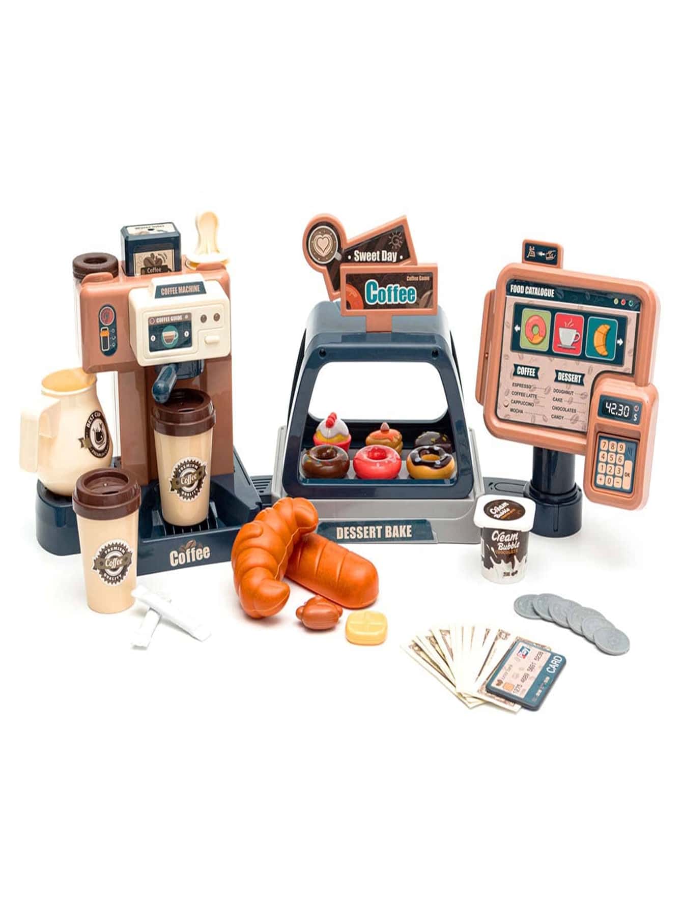 Pretend Role Play Toy Coffee Shop for Boys and Girls with Coffee Maker ...