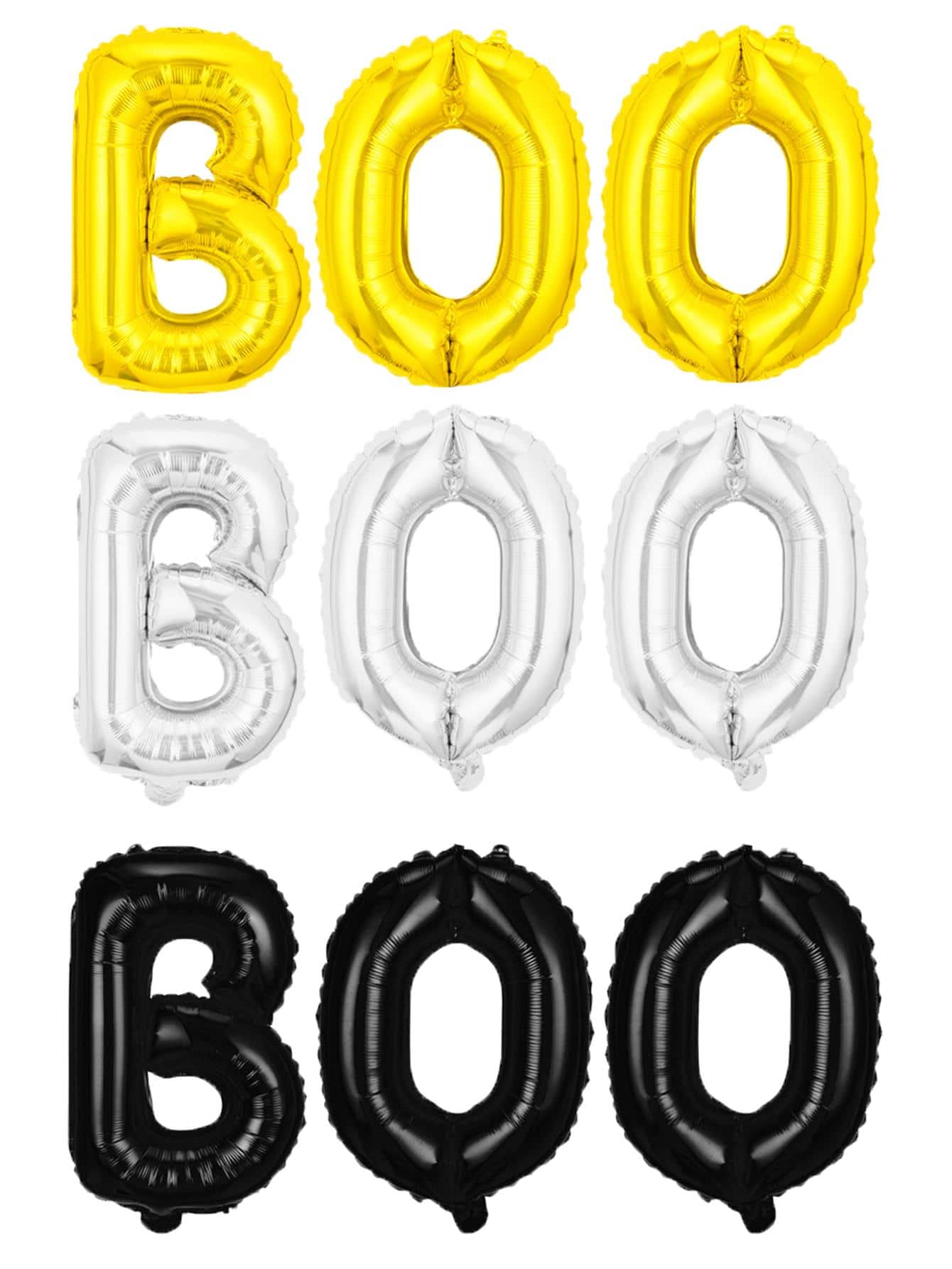 3pcs/set 16-inch Black, Gold And Silver Boo Letter Balloons For ...