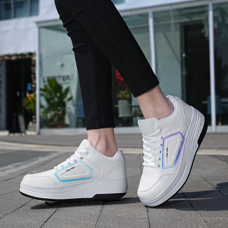 Luminous Ventilative Retractable Wheel Roller Shoes Women Adults ...