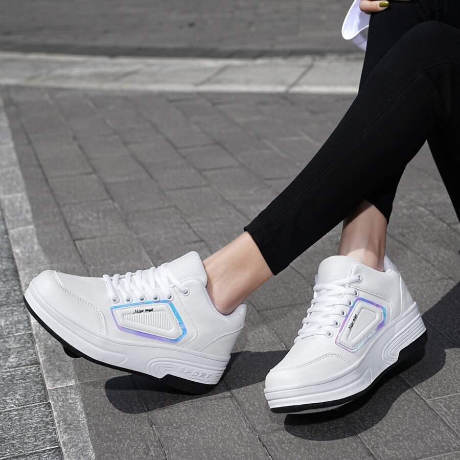 Luminous Ventilative Retractable Wheel Roller Shoes Women Adults ...