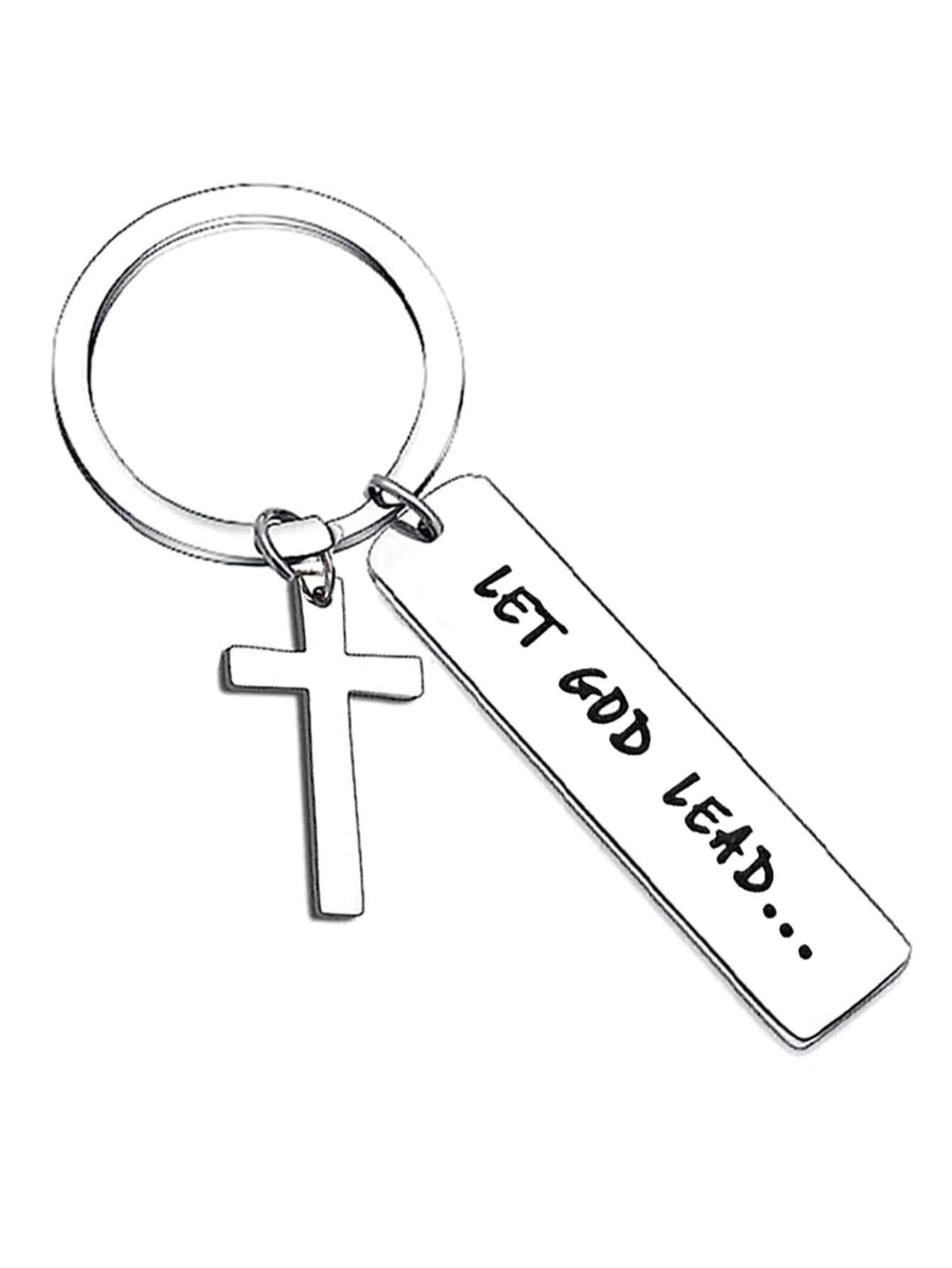 1pc Let God Lead Cross Keychain Christian Keychain Religious Keychain ...