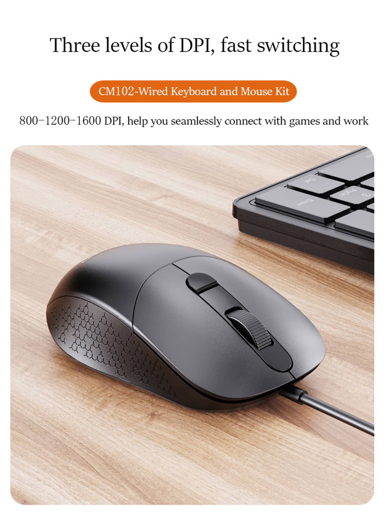 Lenovo Lenovo Wired Keyboard and Mouse Combo USB Plug-and-Play Numeric ...