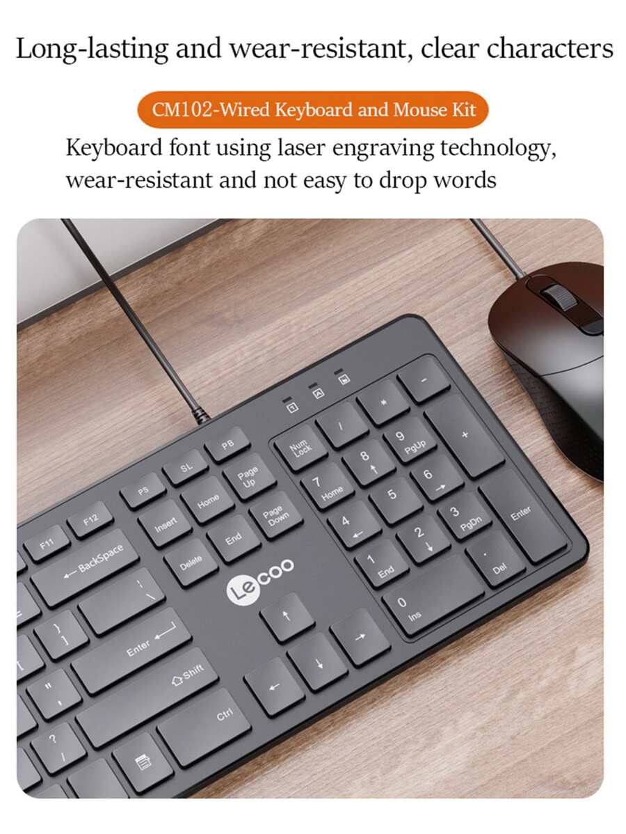 Lenovo Lenovo Wired Keyboard and Mouse Combo USB Plug-and-Play Numeric ...