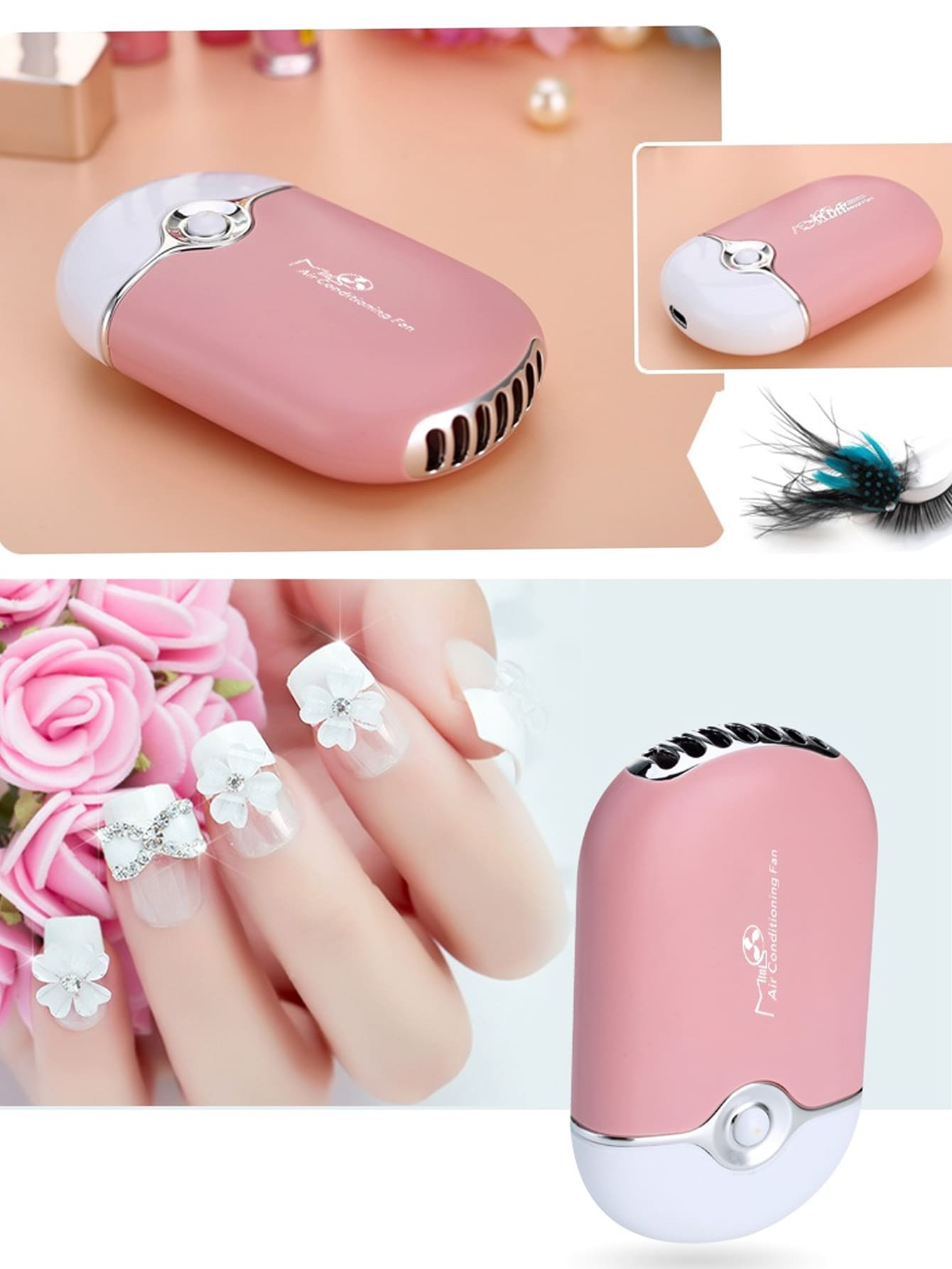 USB Mini Lash Fans Handheld Air Conditioning Cooling Blower Built in ...