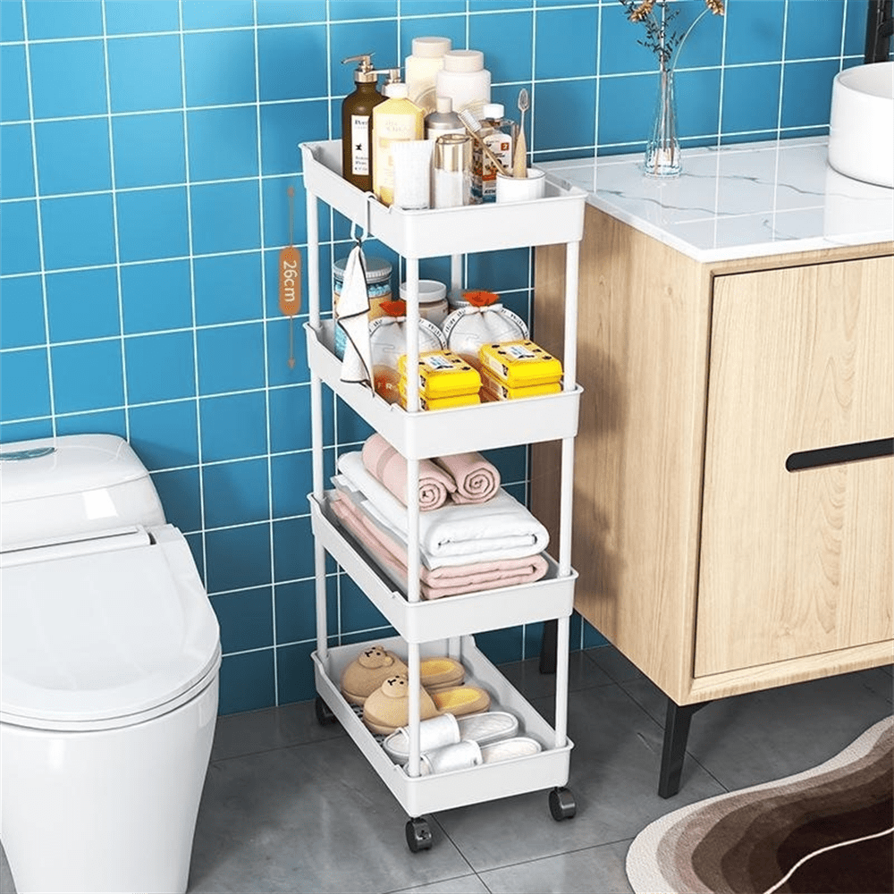Small Cart Storage Rack For Home Bathroom, With Wheels And Multiple ...