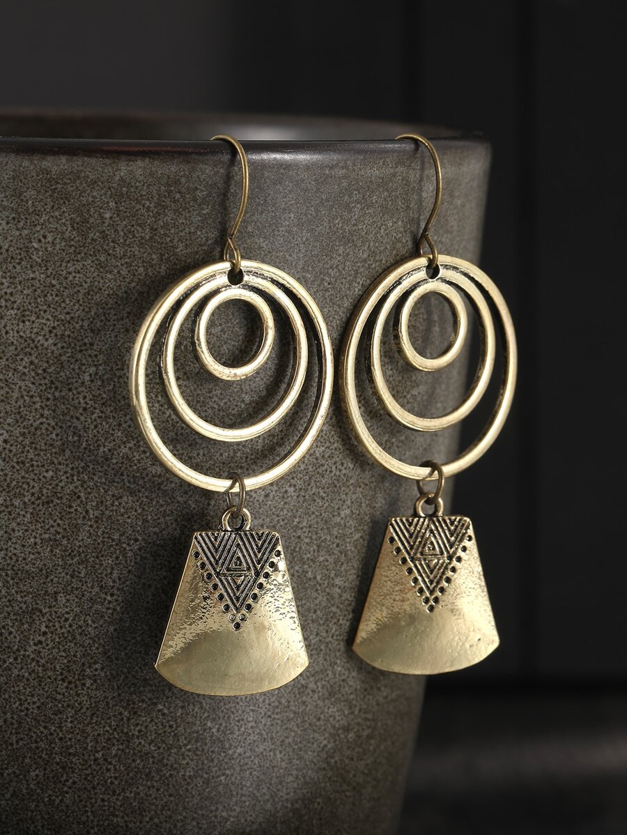 1pair Vintage personality tribal wind vortex ring splicing pendant lady ...