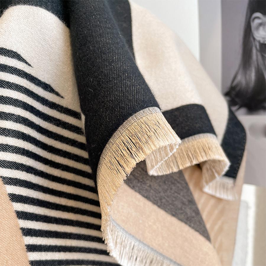 Women's Winter Scarf With rhinestone Grid Pattern, Faux Cashmere Double ...