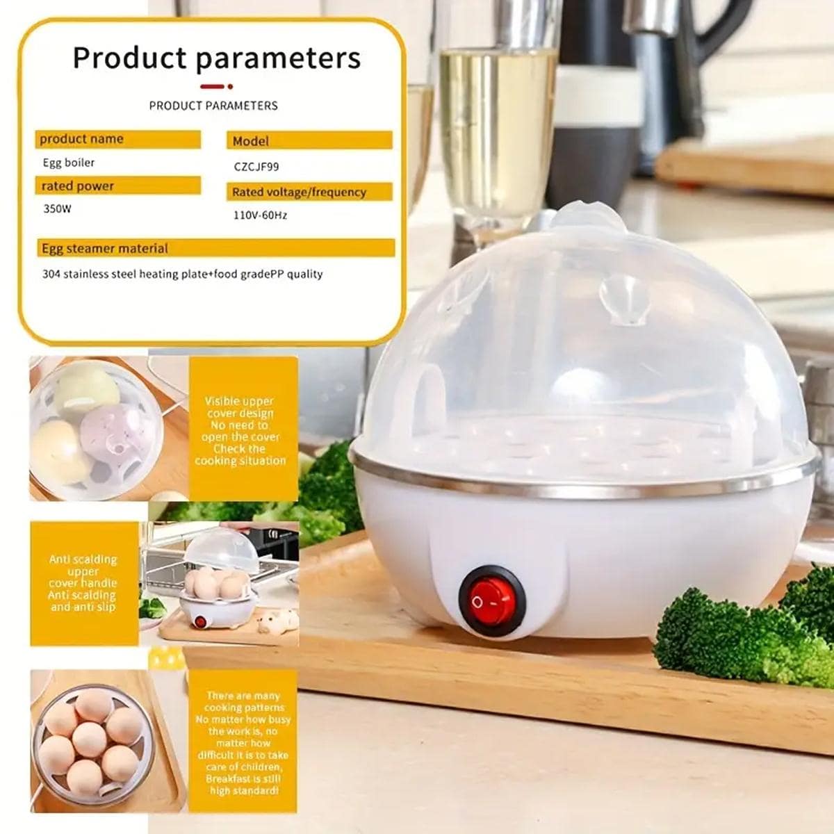 1pc Egg Cooker Automatic Power Off Home Small 1-person Multi-Functional ...