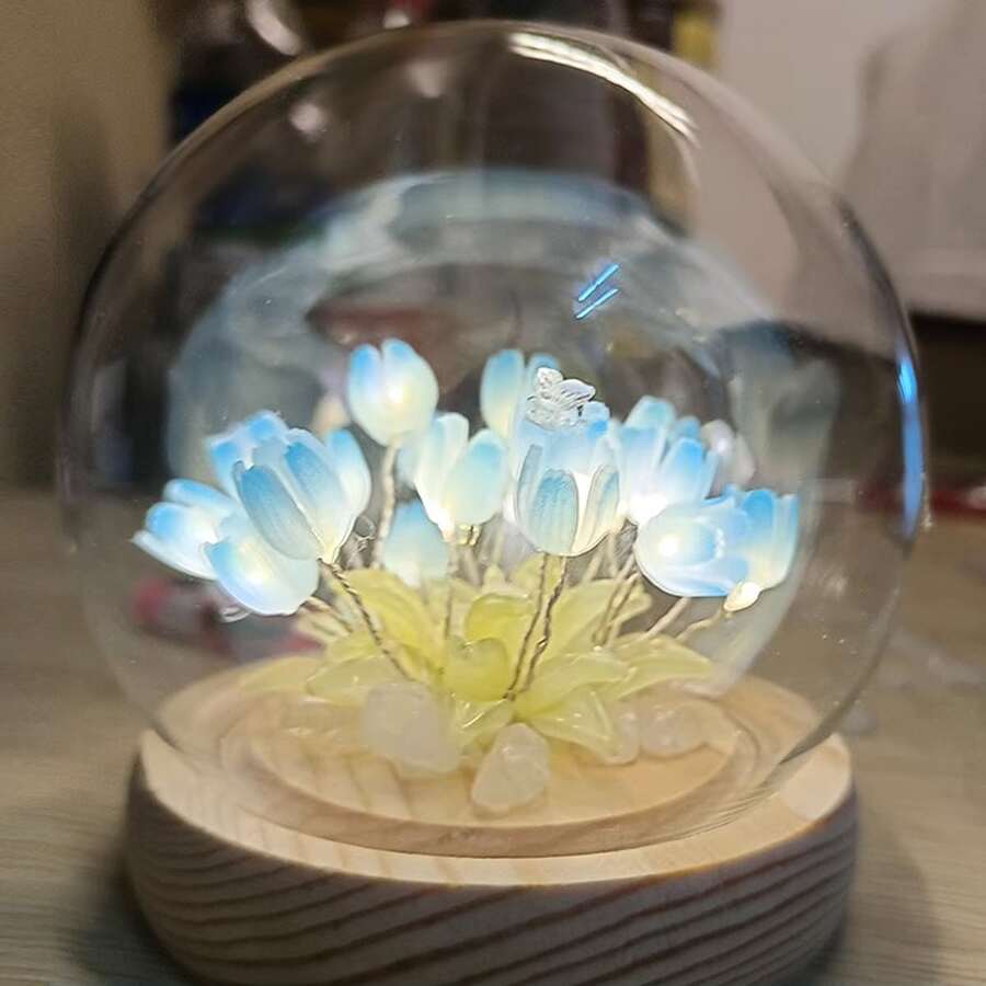 1 Set Diy Tulip Handmade Round Night Light Material Kit, With Led Light ...