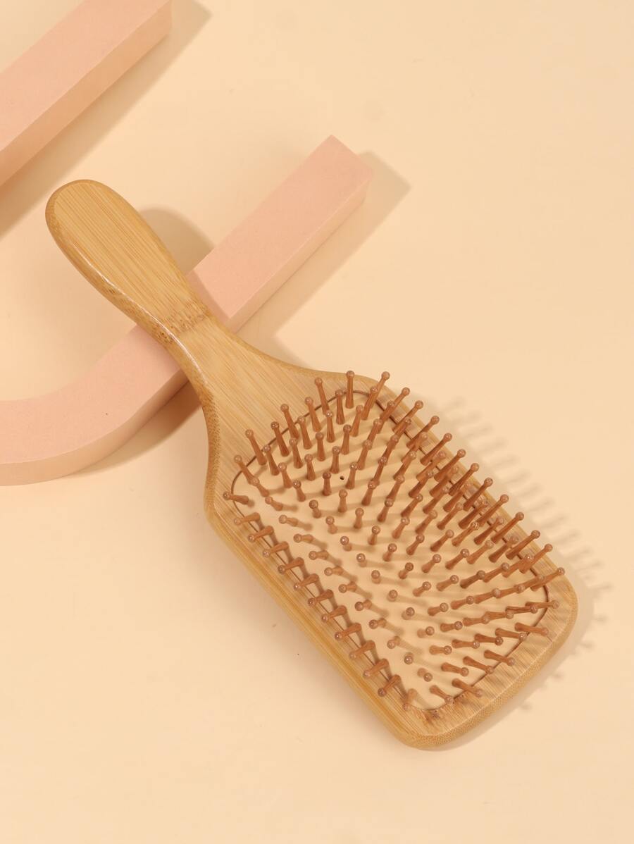 Bamboo Oil Massage Hair Brush, Wooden Wide Paddle Brush For ...