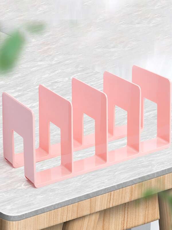 1pc Pink 4-compartment Desktop Organizer For Books And Other Items ...