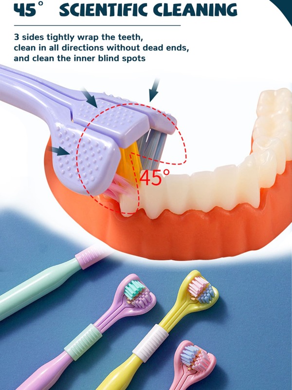 3D Stereo Three-Sided Toothbrush PBT Ultra Fine Soft Hair Adult ...