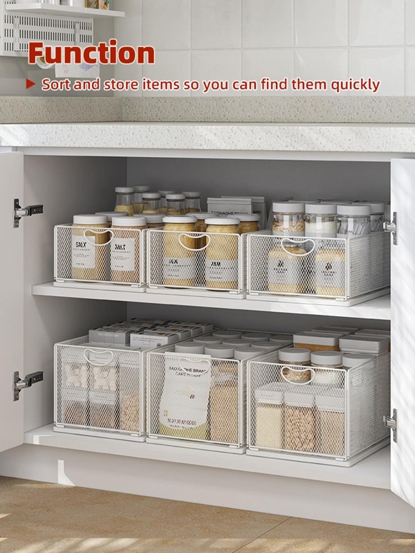 Kitchen Cabinet Organizer and Storage Shelves, Stackable Storage Racks ...
