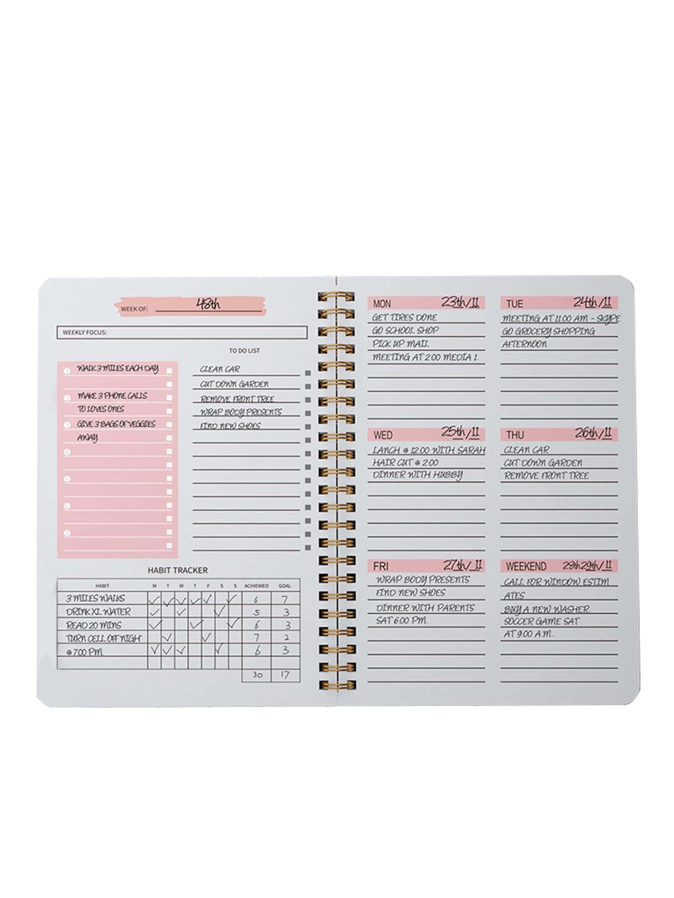 1pc A5 Agenda Planner Notebook Diary Weekly Planner Goal Weekly Plan ...