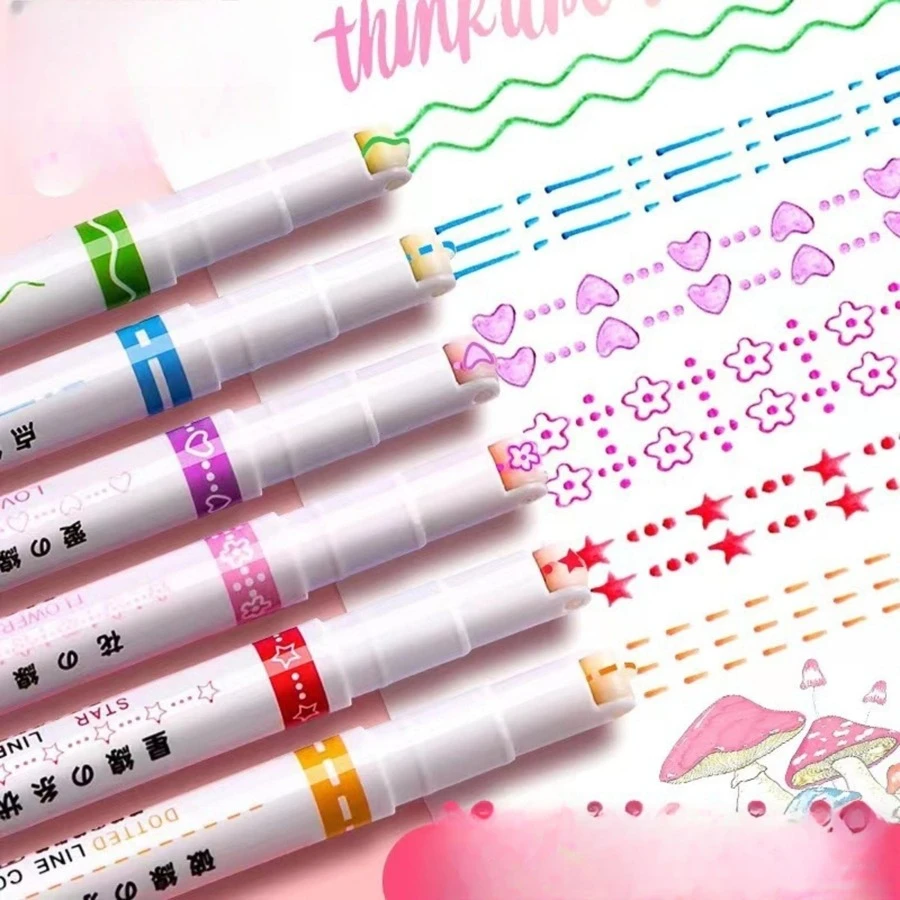 Start school highlighter double line outline pen handbook pen curve pen ...
