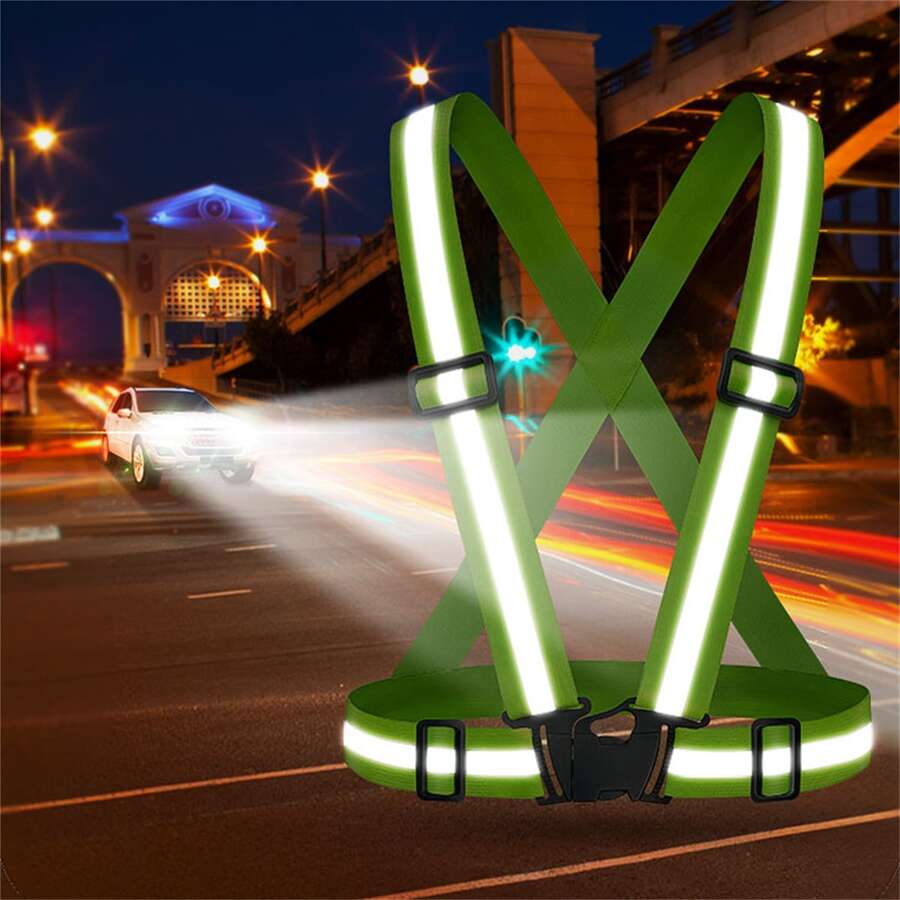 1pc Elastic Reflective Strap For Riding And Running, Fluorescent Green ...